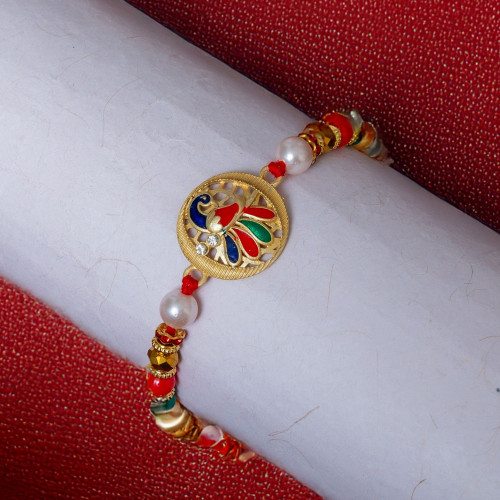 Good Luck Peacock Motif Rakhi - PRPL1148